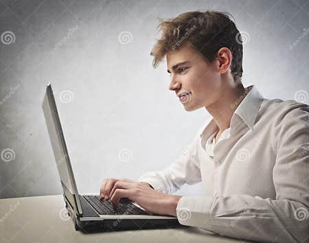 Hi-tech guy stock photo. Image of genius, young, computer - 24700382
