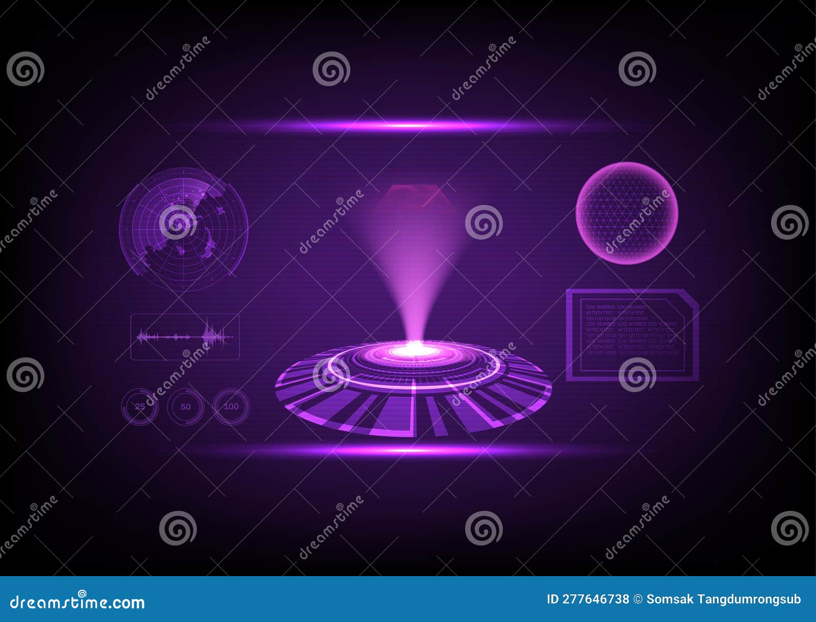 Hi-tech Halogram Background With Radar Scan Gradient Background Vector ...