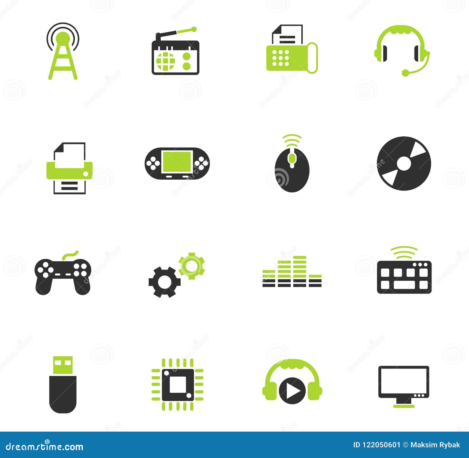 Hi tech icon set stock vector. Illustration of vector - 122050601