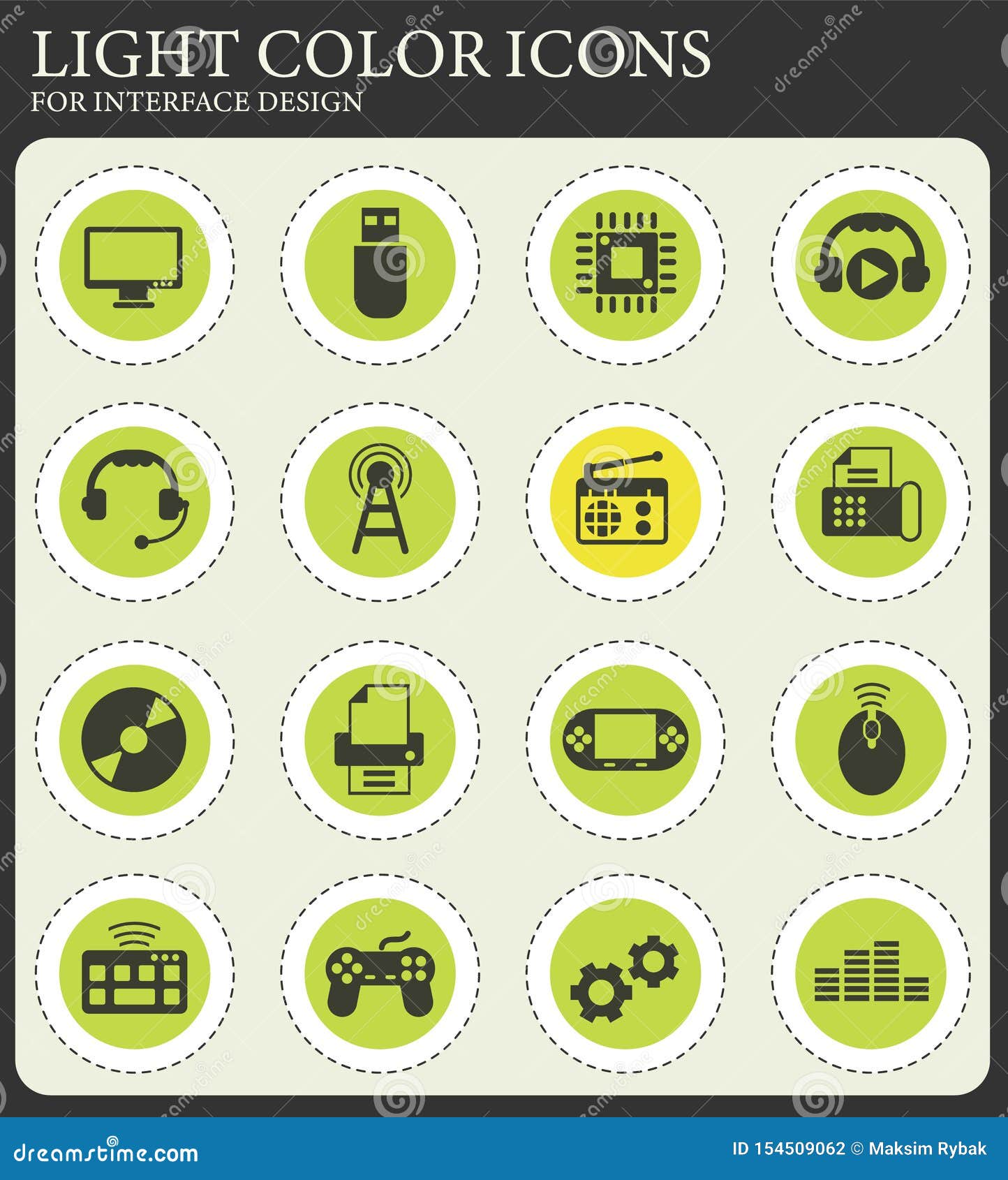 Hi tech icon set stock vector. Illustration of joystick - 154509062