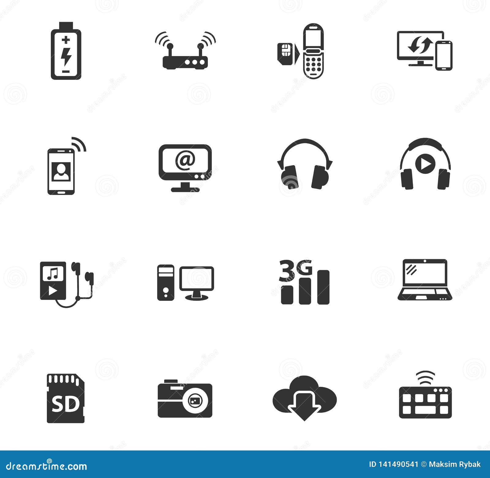 Hi tech icon set stock vector. Illustration of smartphone - 141490541