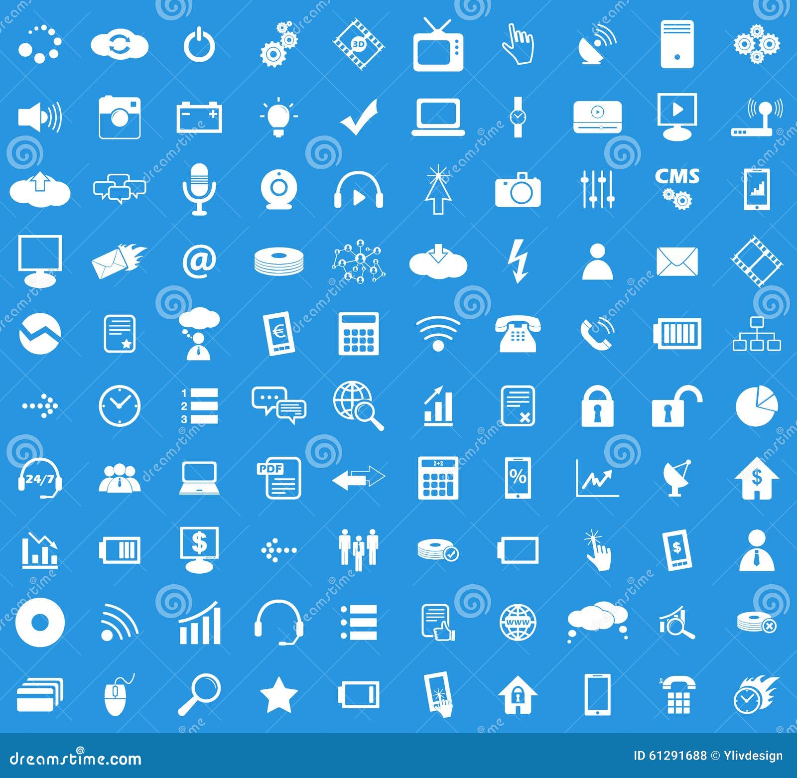 100 Hi-Tech icon set stock vector. Illustration of interface - 61291688