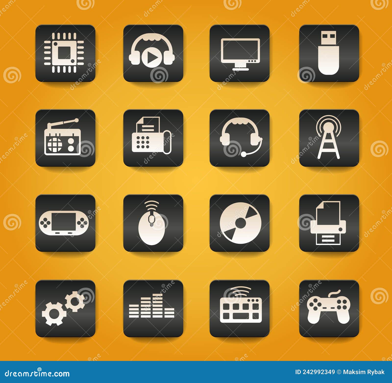 Hi tech icon set stock vector. Illustration of vector - 242992349