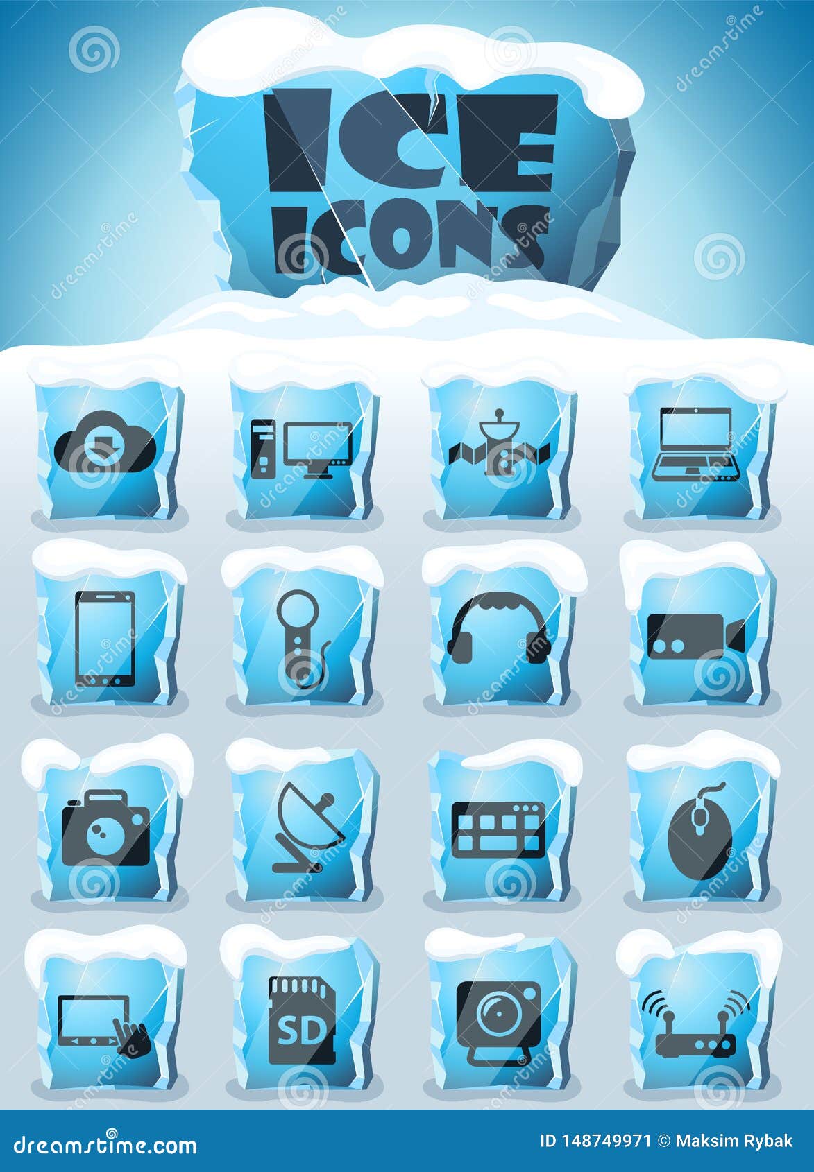 Hi tech icon set stock vector. Illustration of tablet - 148749971