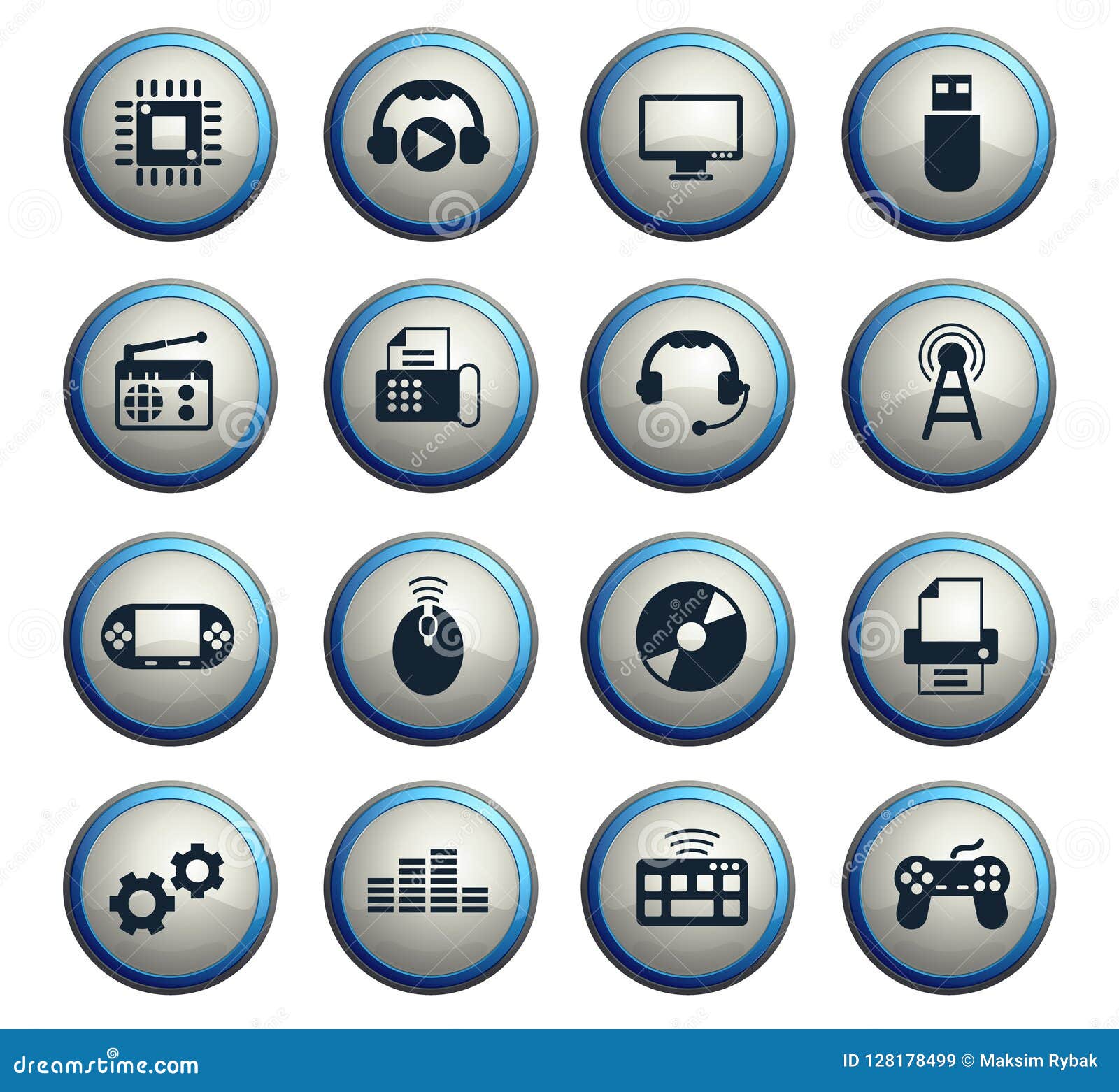 Hi tech icon set stock vector. Illustration of flash - 128178499