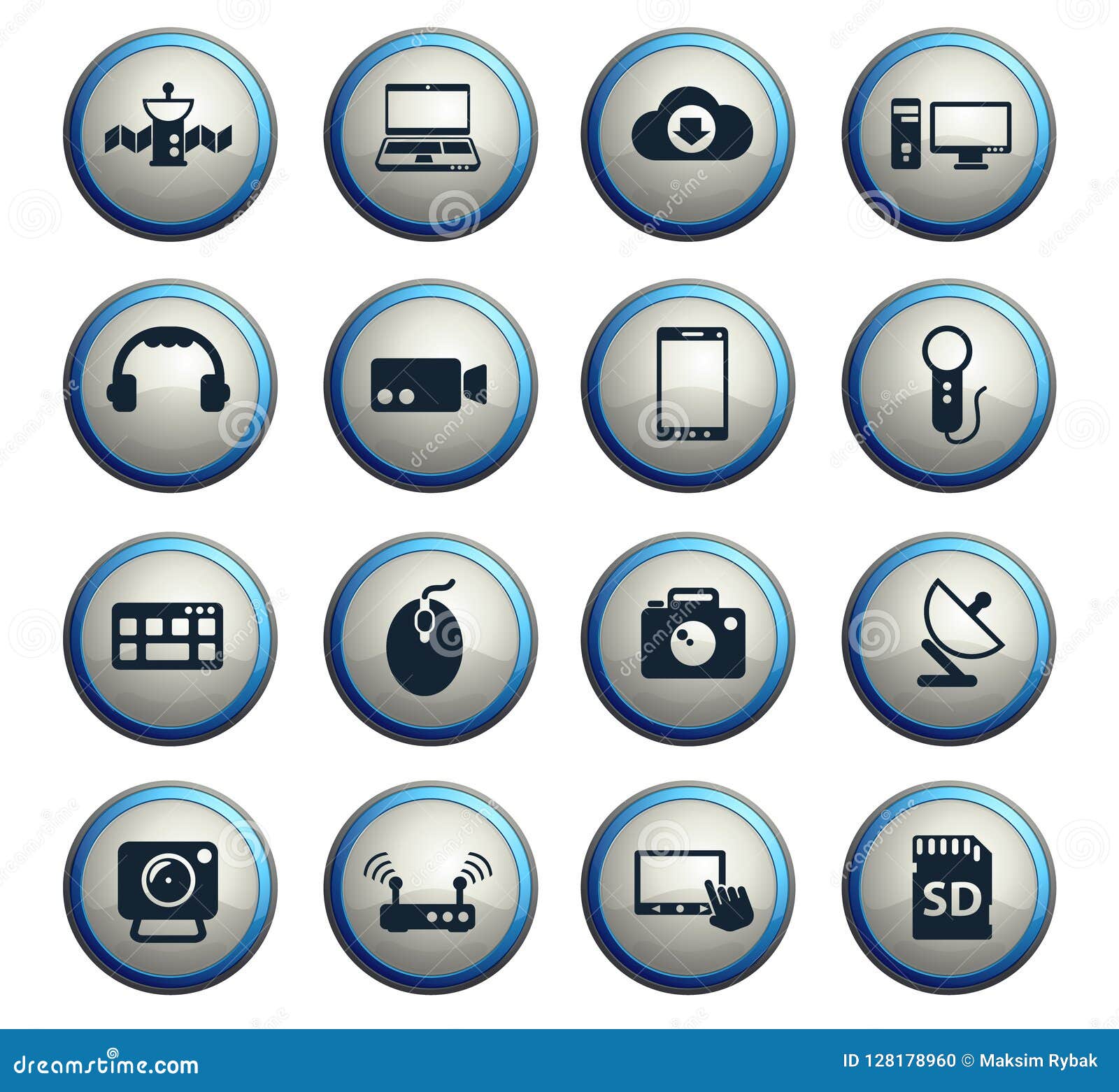 Hi tech icon set stock vector. Illustration of computer - 128178960