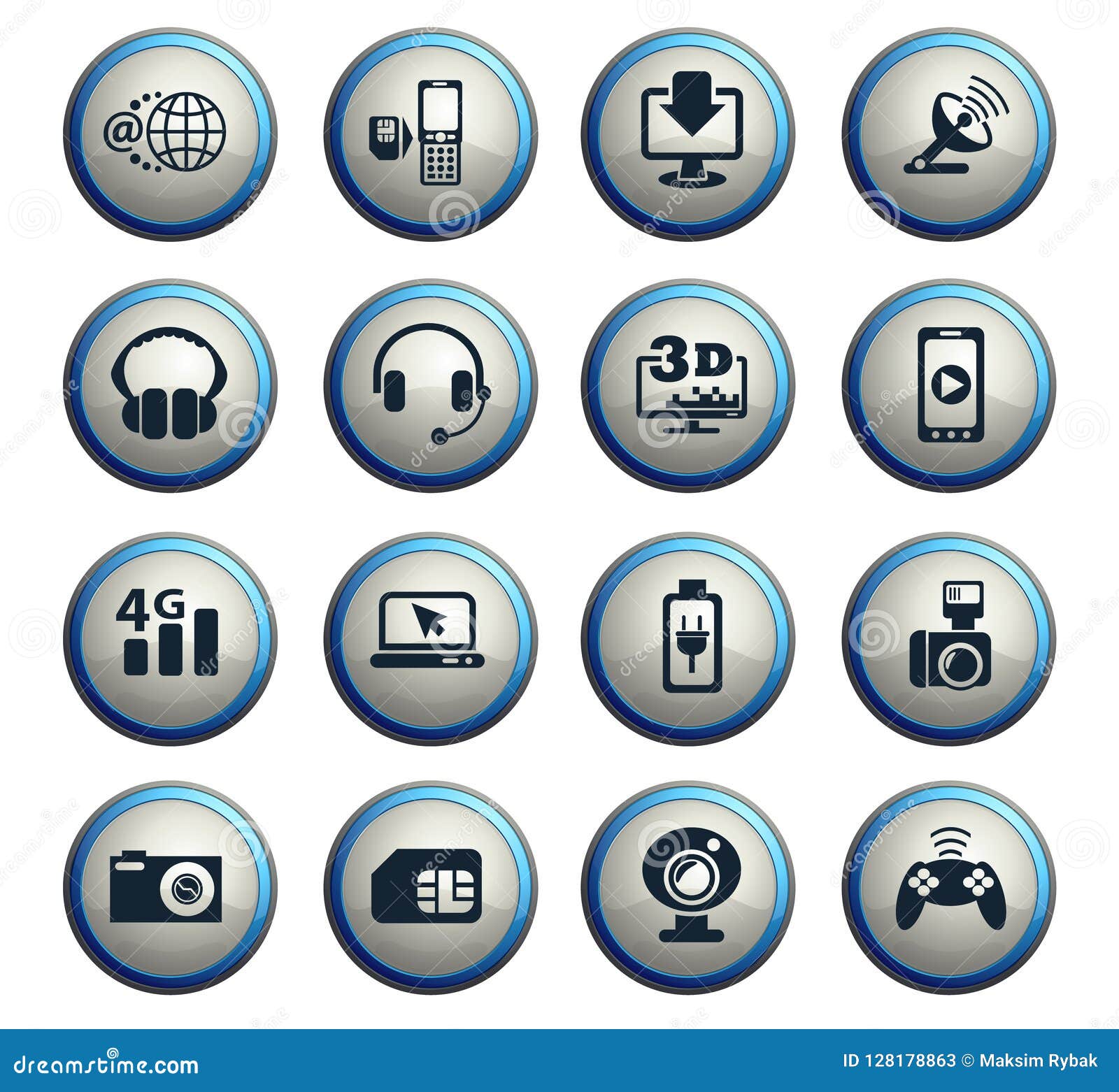 Hi tech icon set stock vector. Illustration of vector - 128178863