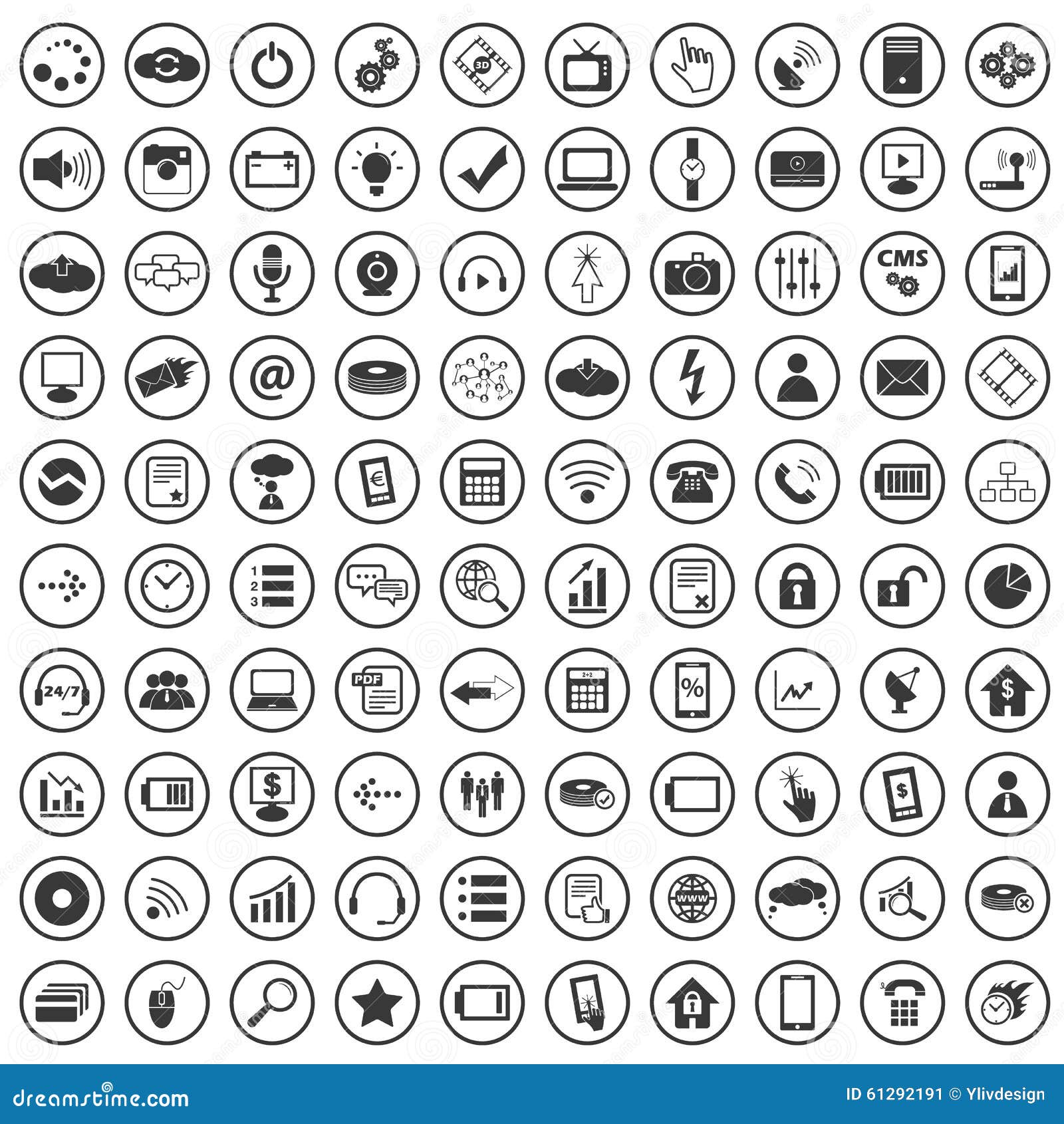 100 Hi-Tech icons set stock vector. Illustration of card - 61292191