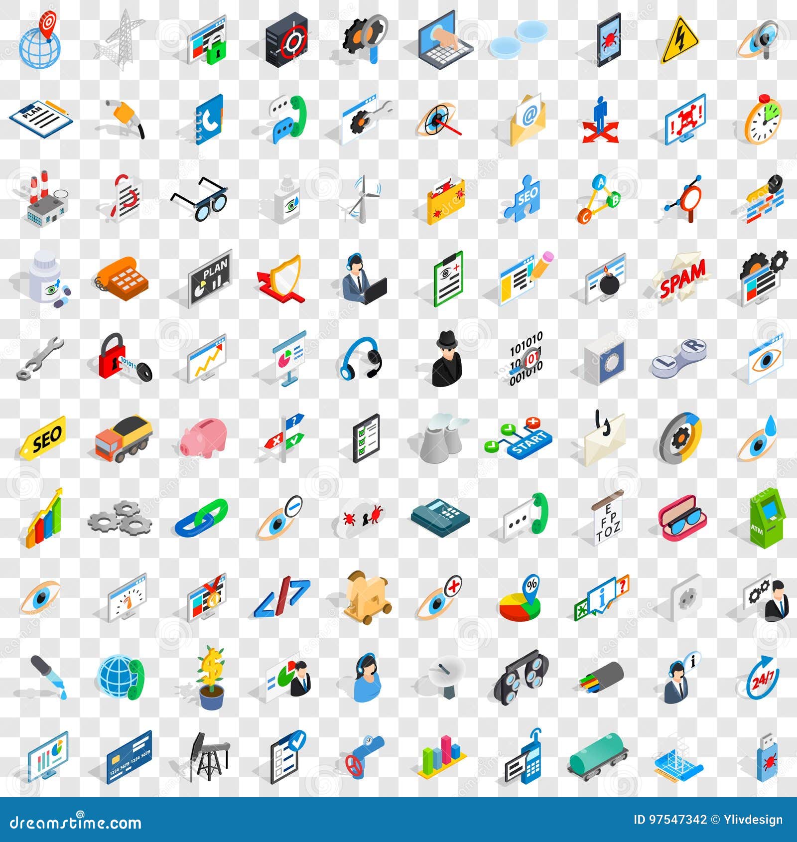 100 Hi-tech Icons Set, Isometric 3d Style Stock Vector - Illustration ...