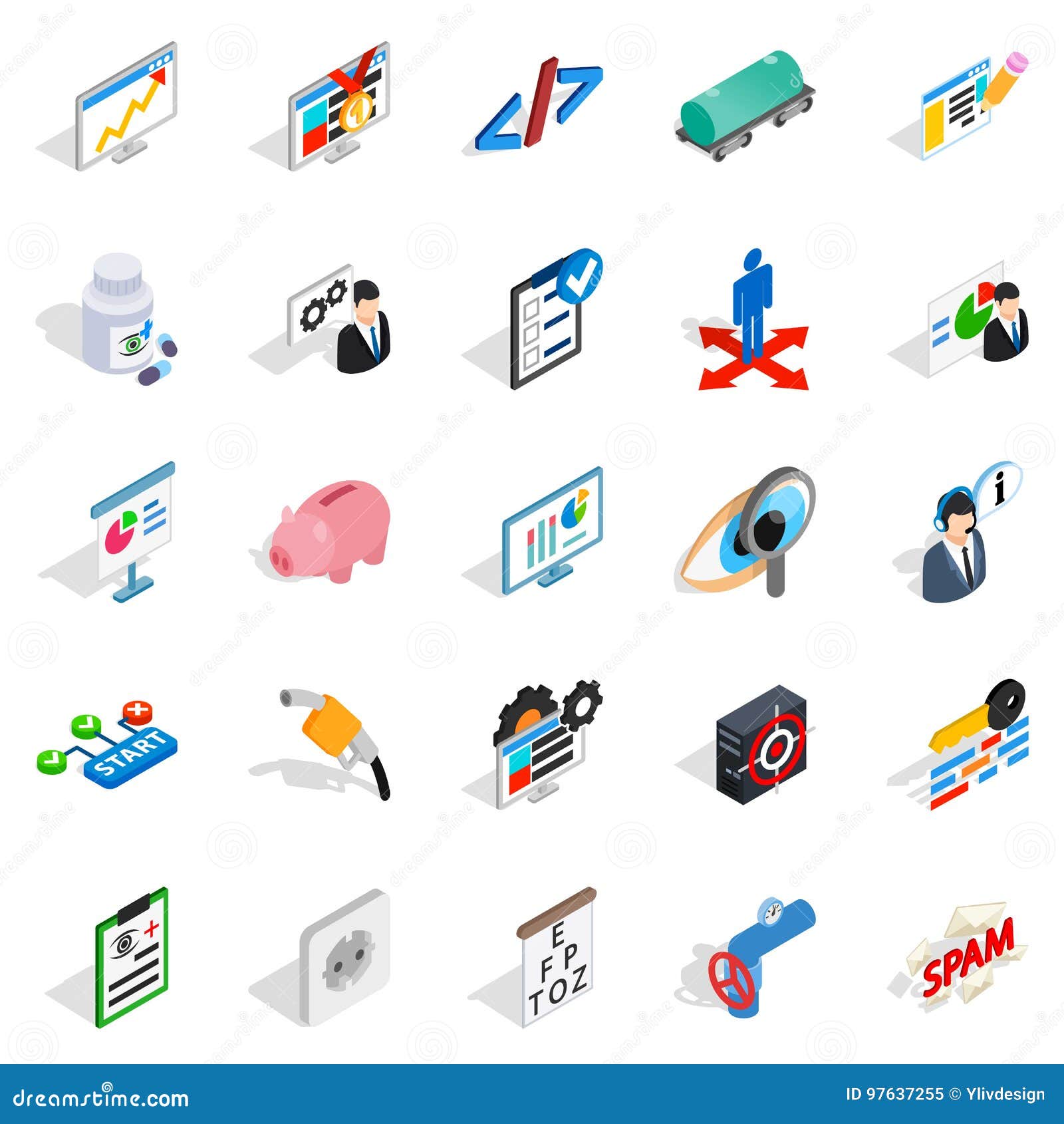 Hi Tech Icons Set, Isometric Style Stock Vector - Illustration of ...