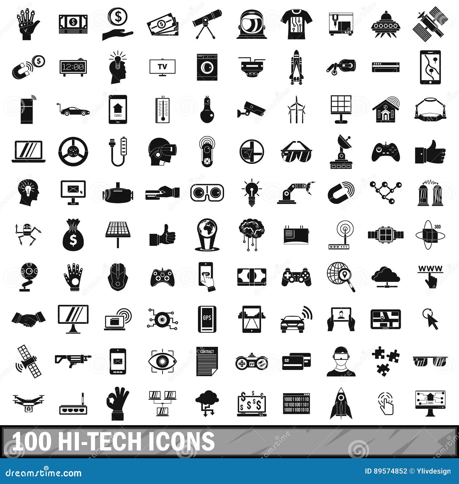 100 Hi-tech Icons Set, Simple Style Stock Vector - Illustration of idea ... 100 Hi-tech Icons Set, Simple Style Stock Vector - Illustration of idea ...