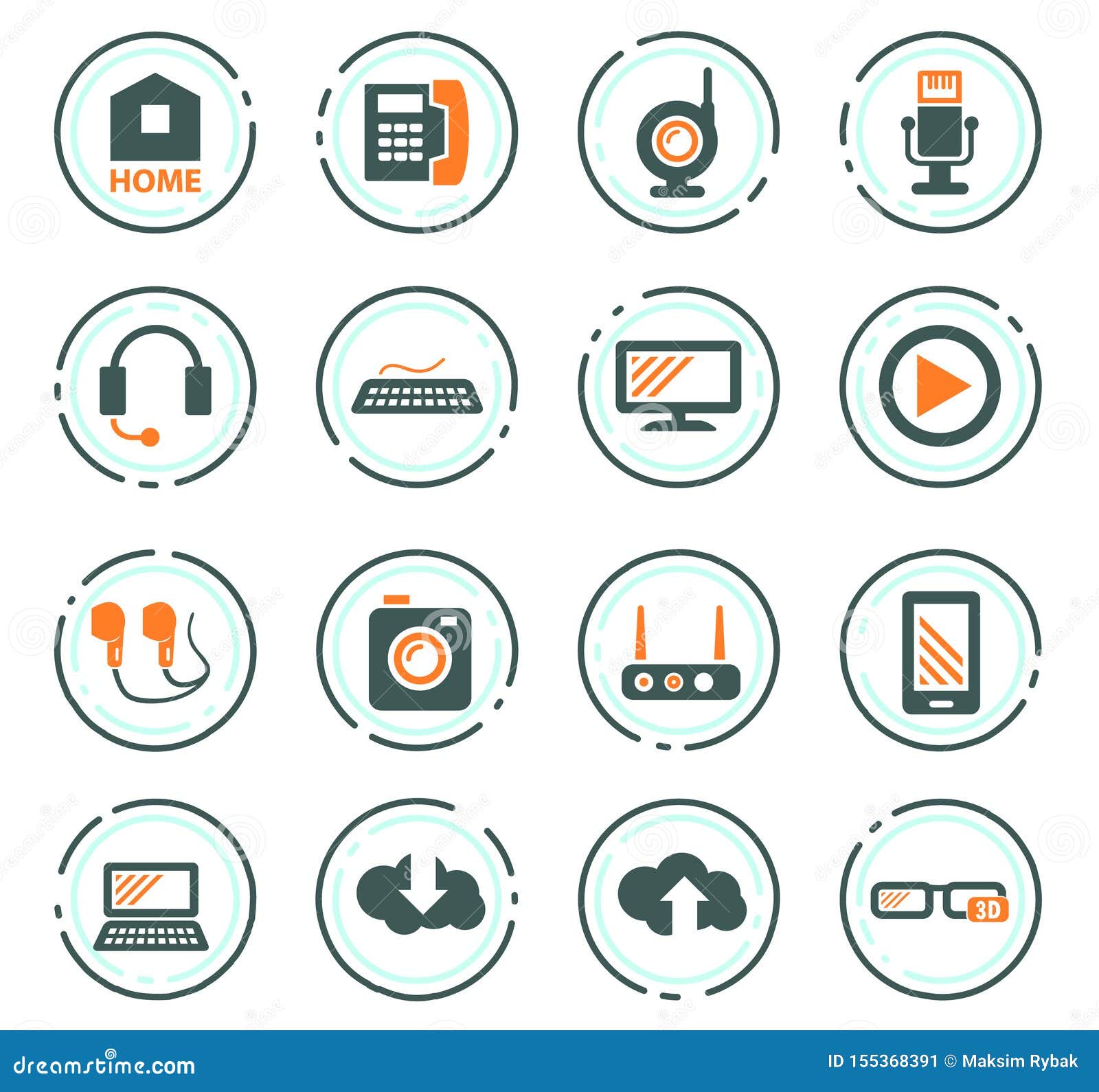Hi tech icons set stock vector. Illustration of icon - 155368391