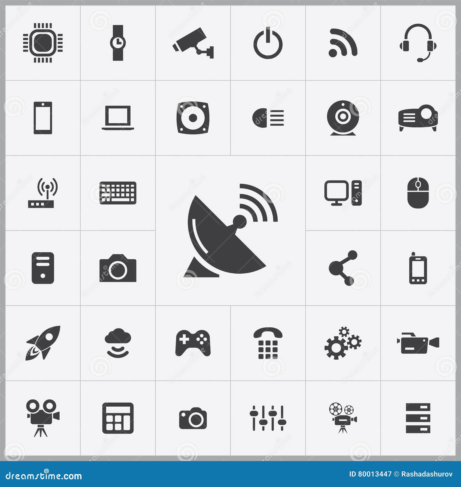 Hi-tech Icons Universal Set Stock Vector - Illustration of media, sign ...