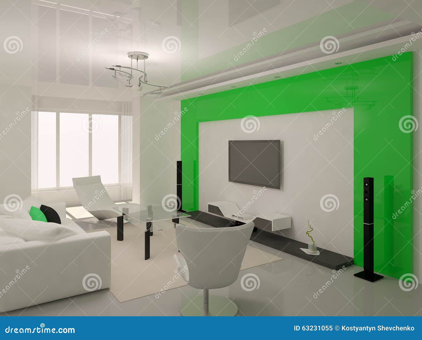 Hi-tech Interer Living Room. Stock Illustration - Illustration of ...