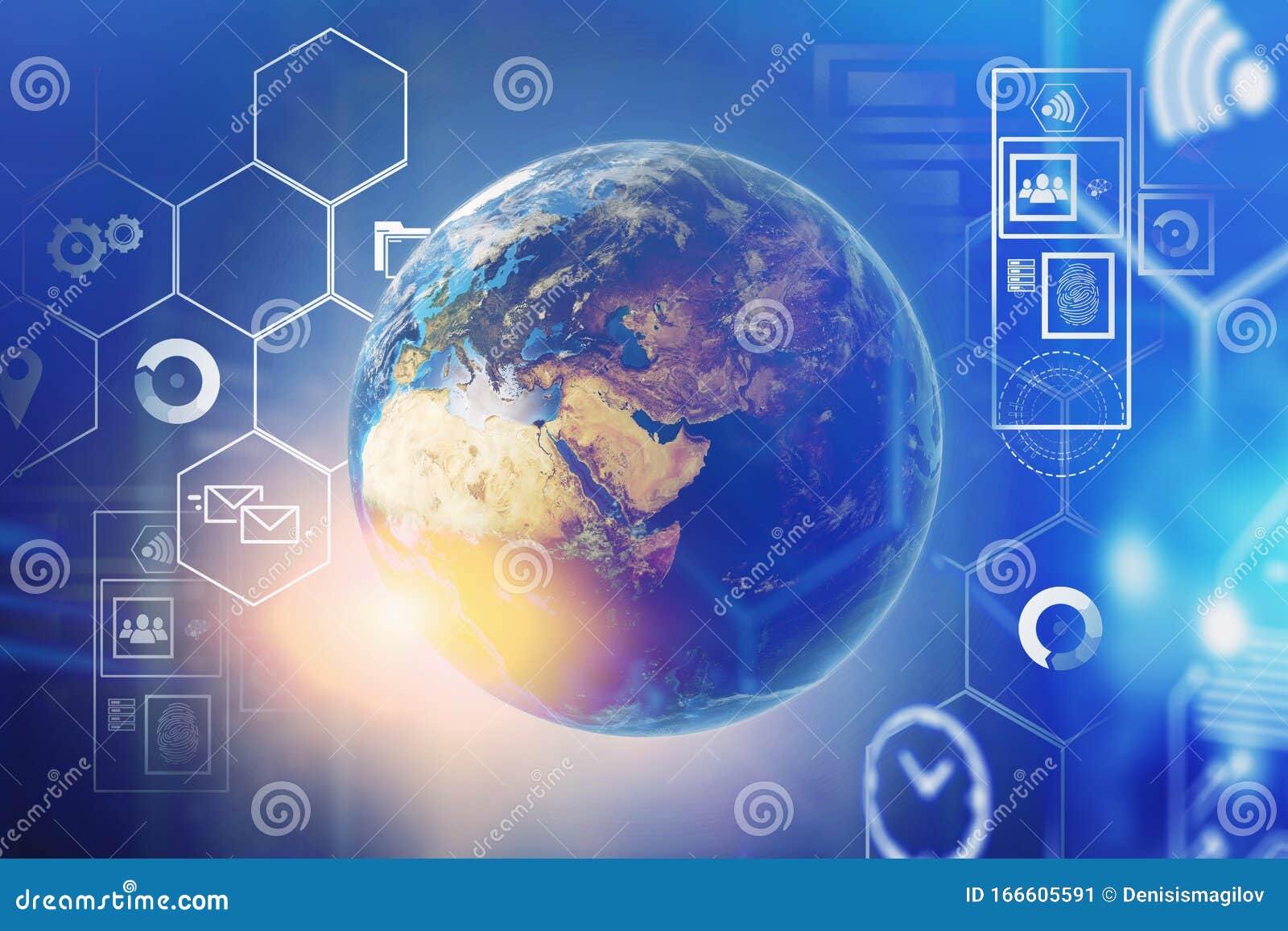 Hi Tech Interface and Earth Stock Illustration - Illustration of graph ...