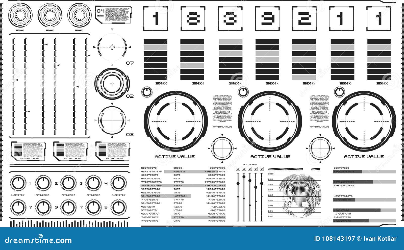 Hi-tech Interface on Light Background. Design Elements for Hud, User ...