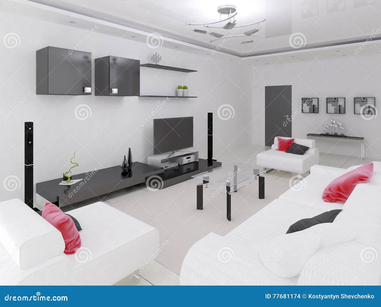 Hi-tech living room. stock illustration. Illustration of decorative ...