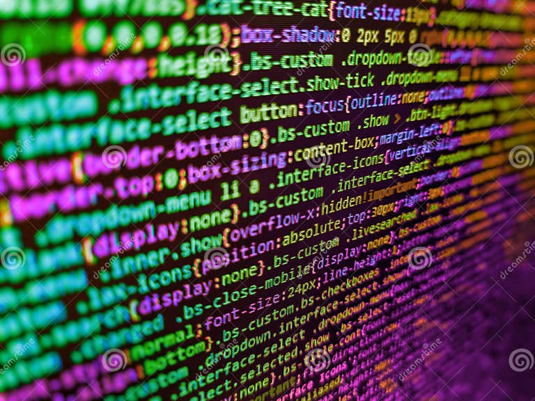 Hi-tech Modern Screen of Data, Digits and Chars on Monitor. Modern ...