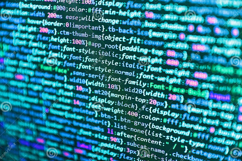 Hi-tech Modern Screen of Data, Digits and Chars on Monitor. Big Data ...