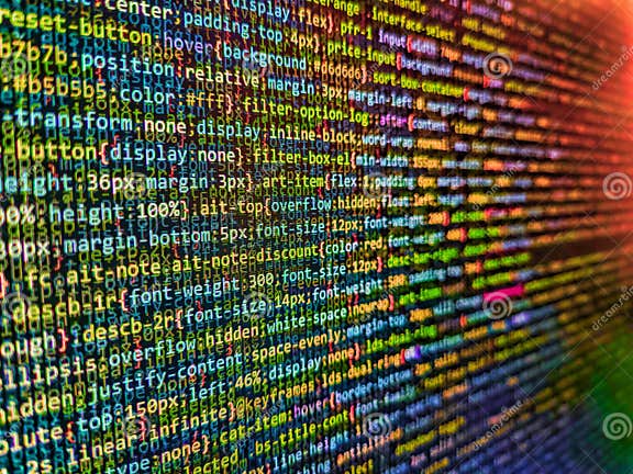 Hi Tech Modern Screen Of Data Digits And Chars On Monitor Database Bits Access Stream