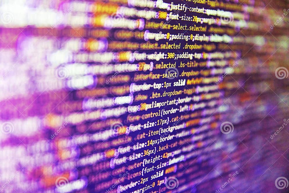 Hi-tech Modern Screen of Data, Digits and Chars on Monitor Display ...