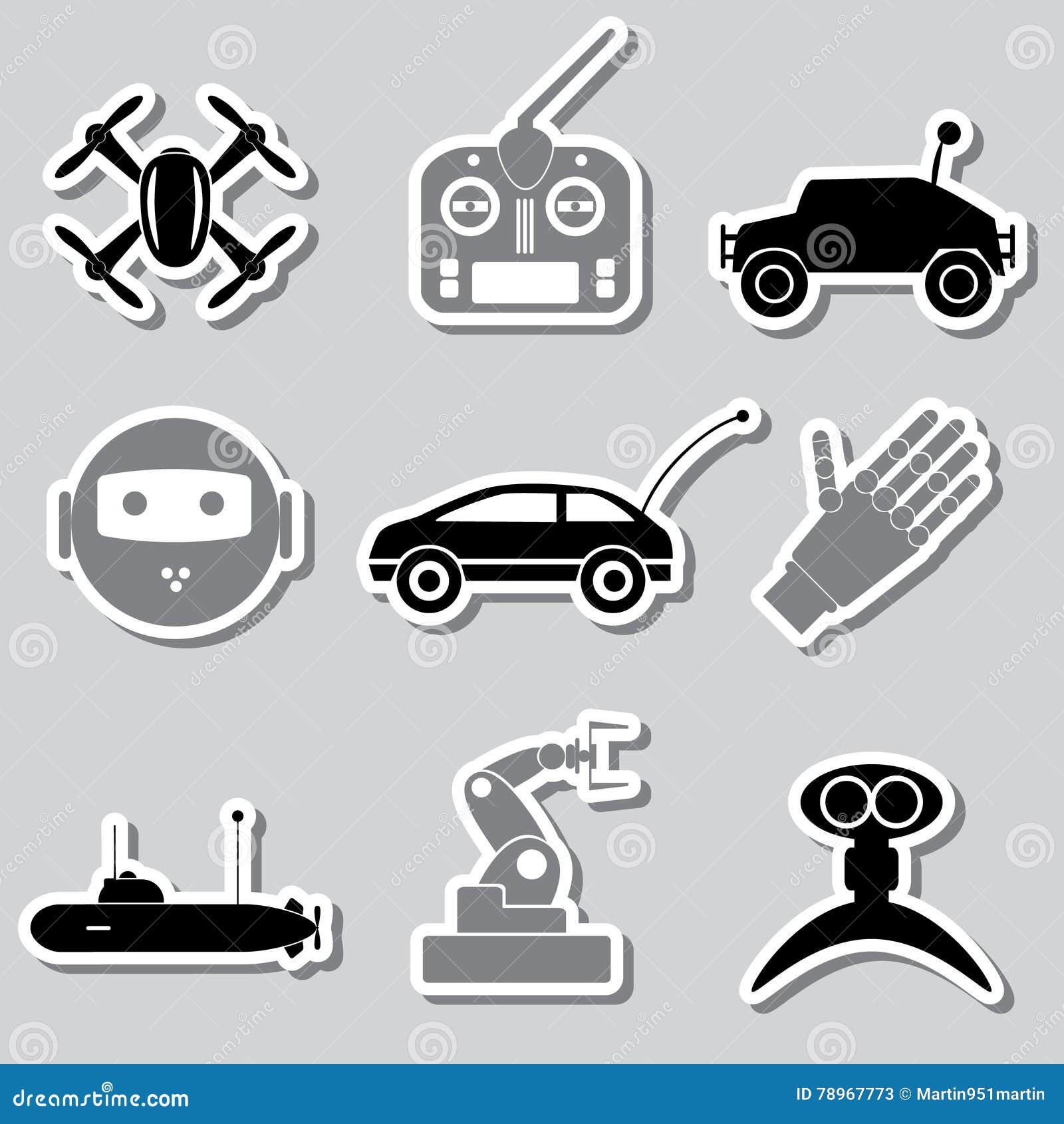 Hi-tech Modern Technology Toys Simple Stickers Collection Eps10 Stock ...