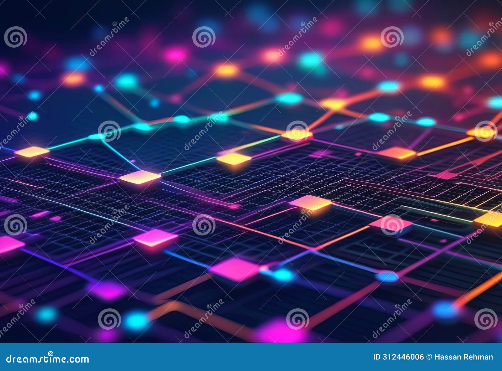 Hi Tech Network Connection Grid. 3D Technology Style Baner Design Stock ...