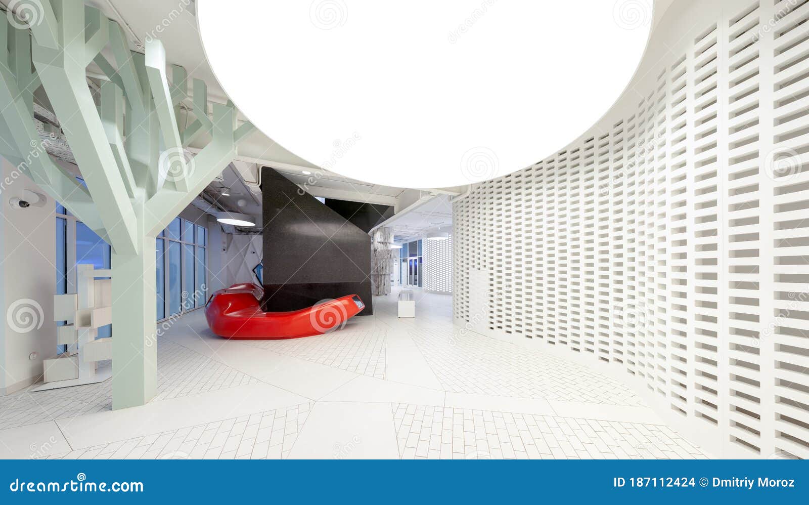 Hi-tech Office Hall Interior Stock Illustration - Illustration of ...