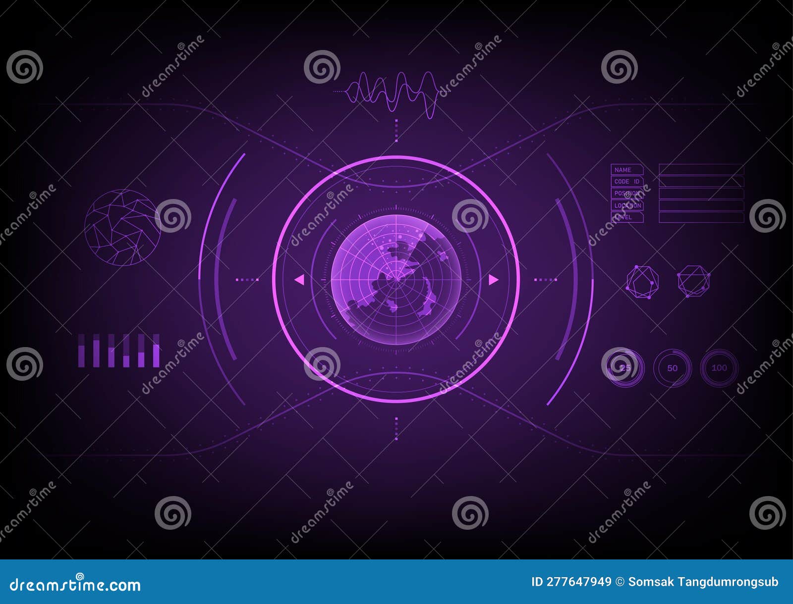 Abstract Background Hi-tech Radar Scanning Screen that Glows Stock ...