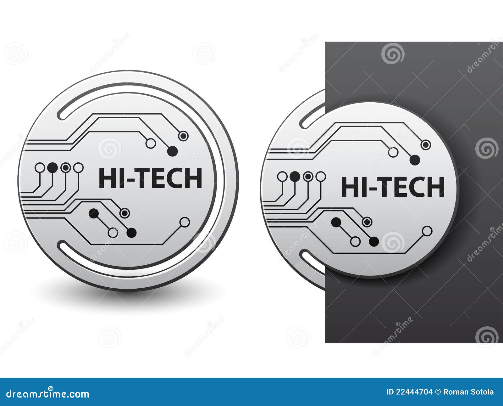 Hi-tech Round Circuit Board Attached Labels Stock Vector - Illustration ...