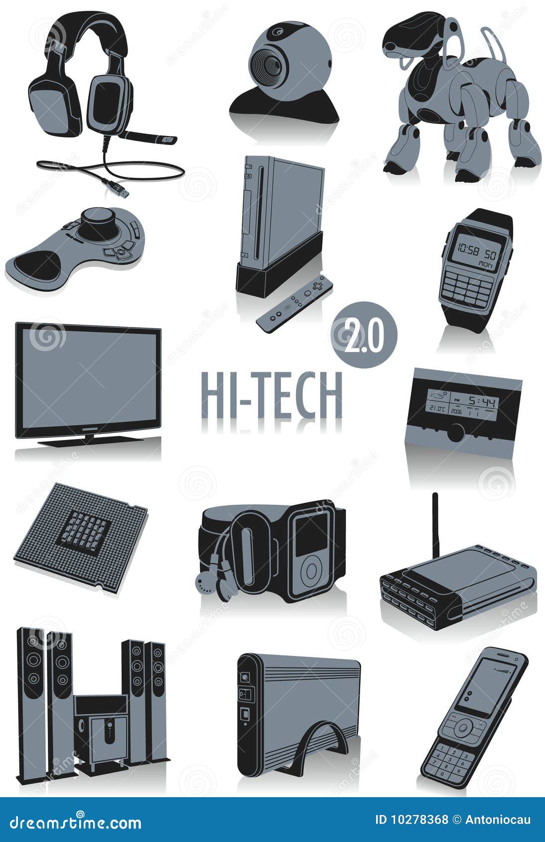 Hi-tech silhouettes 2 stock vector. Illustration of virtual - 10278368