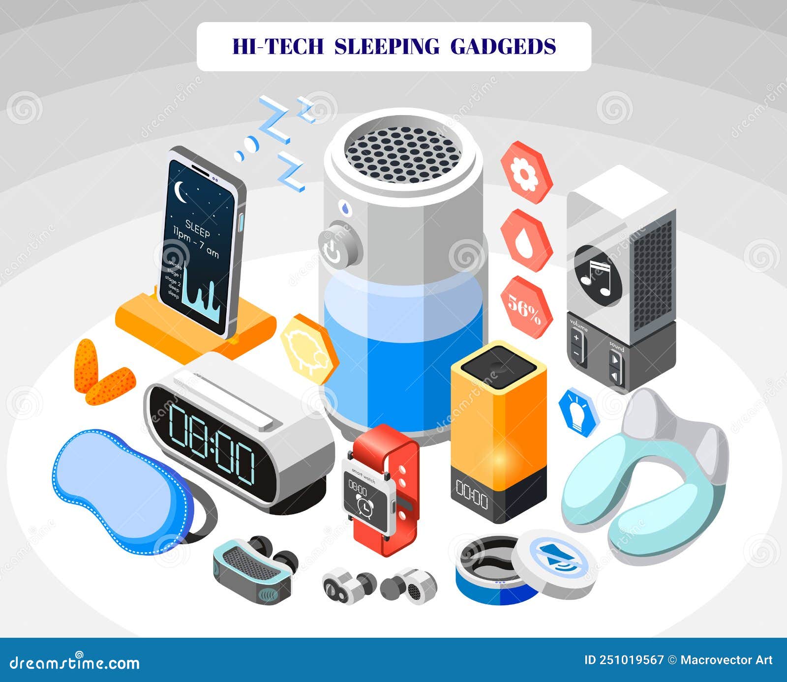 Sleeping Isometric Flowchart Vector Illustration | CartoonDealer.com ...