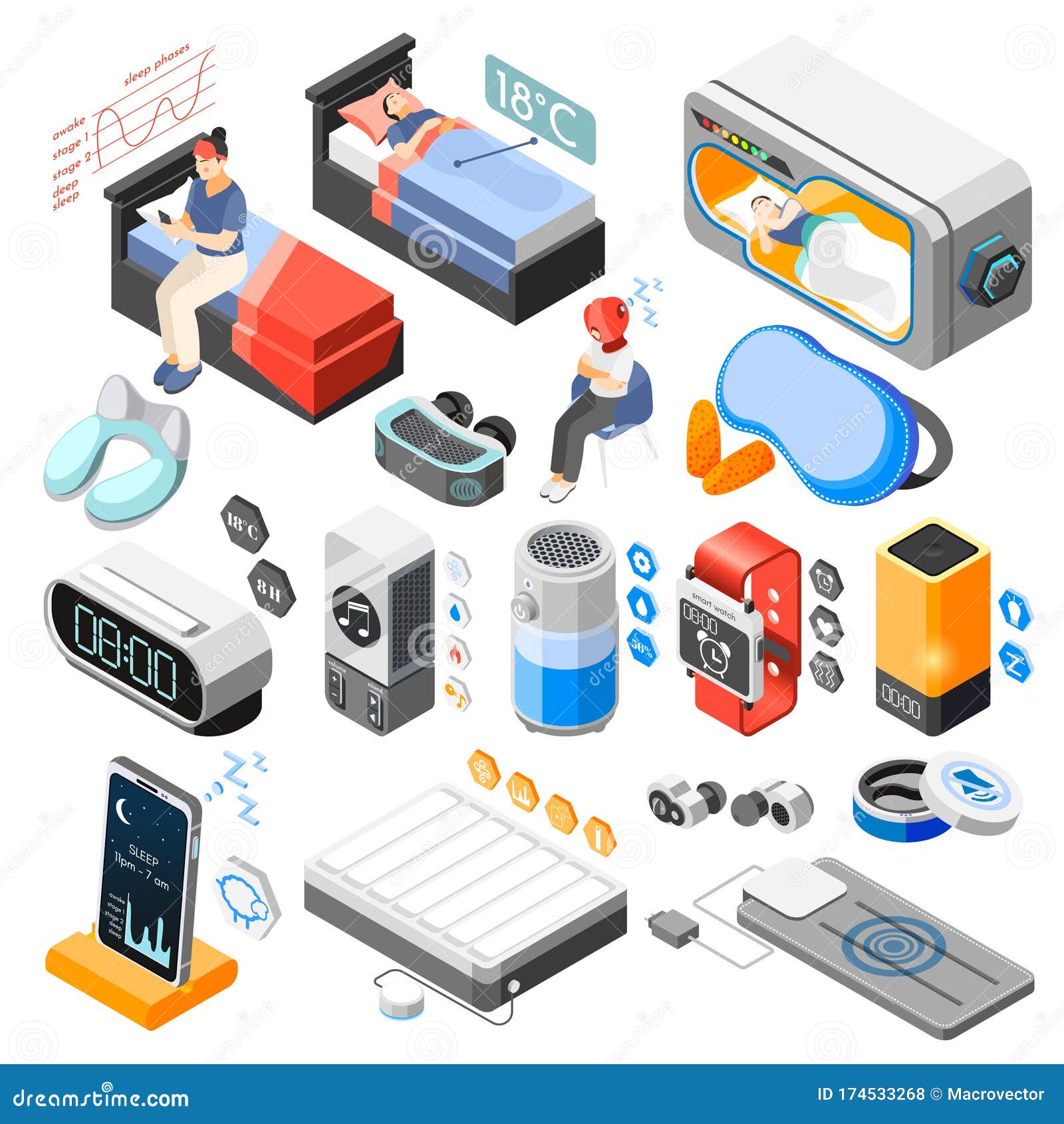 Sleeping Isometric Flowchart Vector Illustration | CartoonDealer.com ...
