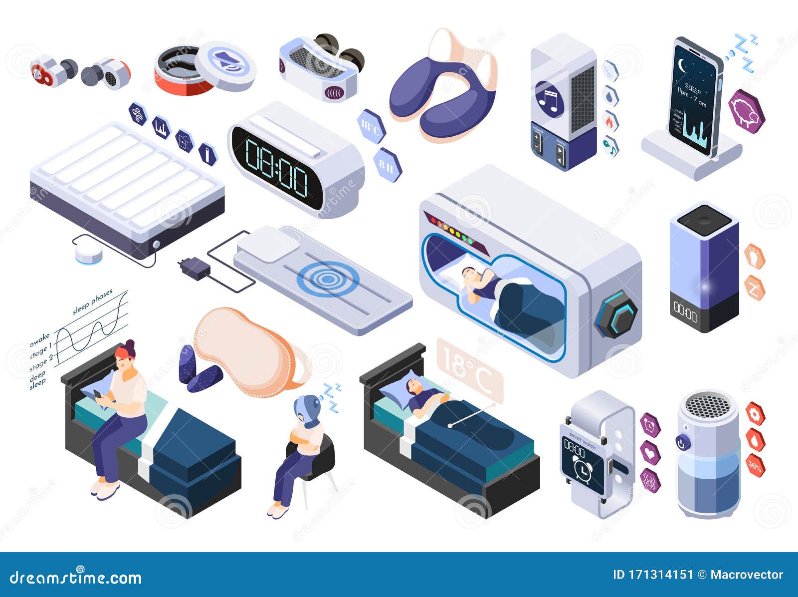 Sleeping Isometric Flowchart Vector Illustration | CartoonDealer.com ...