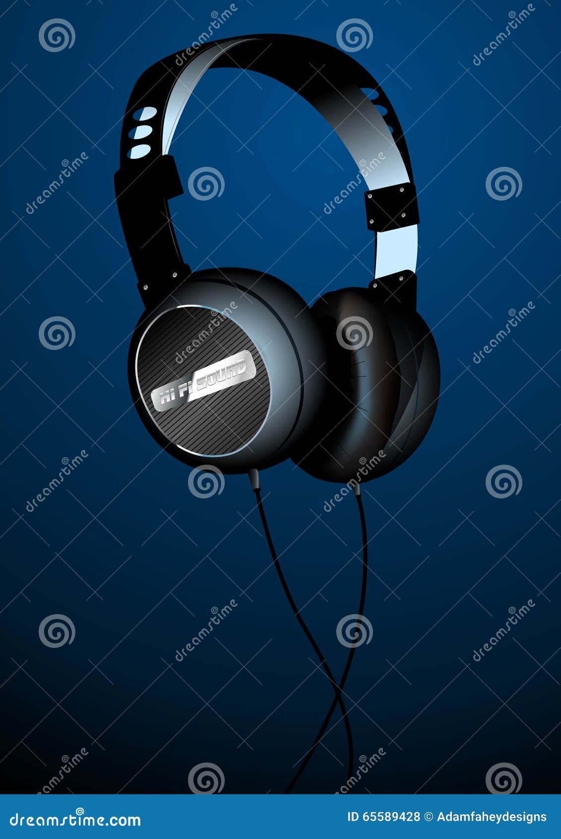 Hi-tech Sound Headset on a Blue Background Stock Vector - Illustration ...
