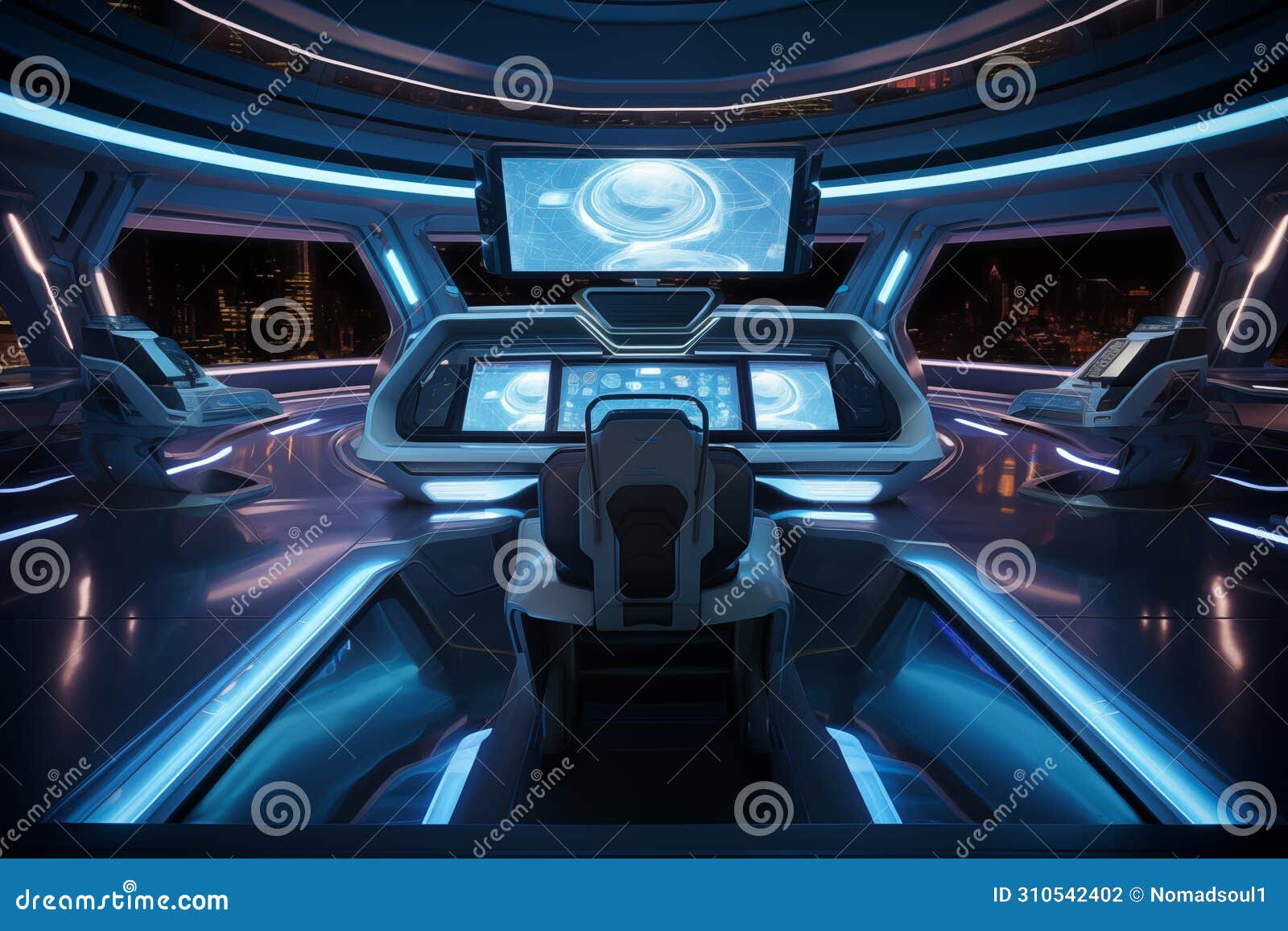 Hi-Tech Spaceship Interior with Touch-screen Interfaces and LED Strips ...