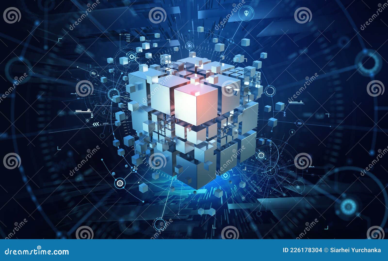 Hi-tech Square Circuit Board Attached Labels Cartoon Vector ...