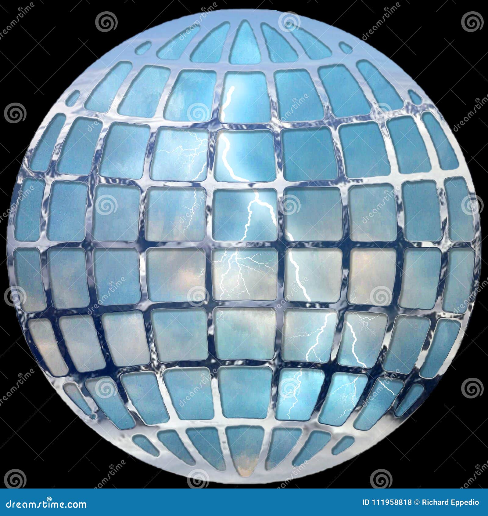 Hi Tech Storm Globe stock photo. Image of sphere, blue - 111958818
