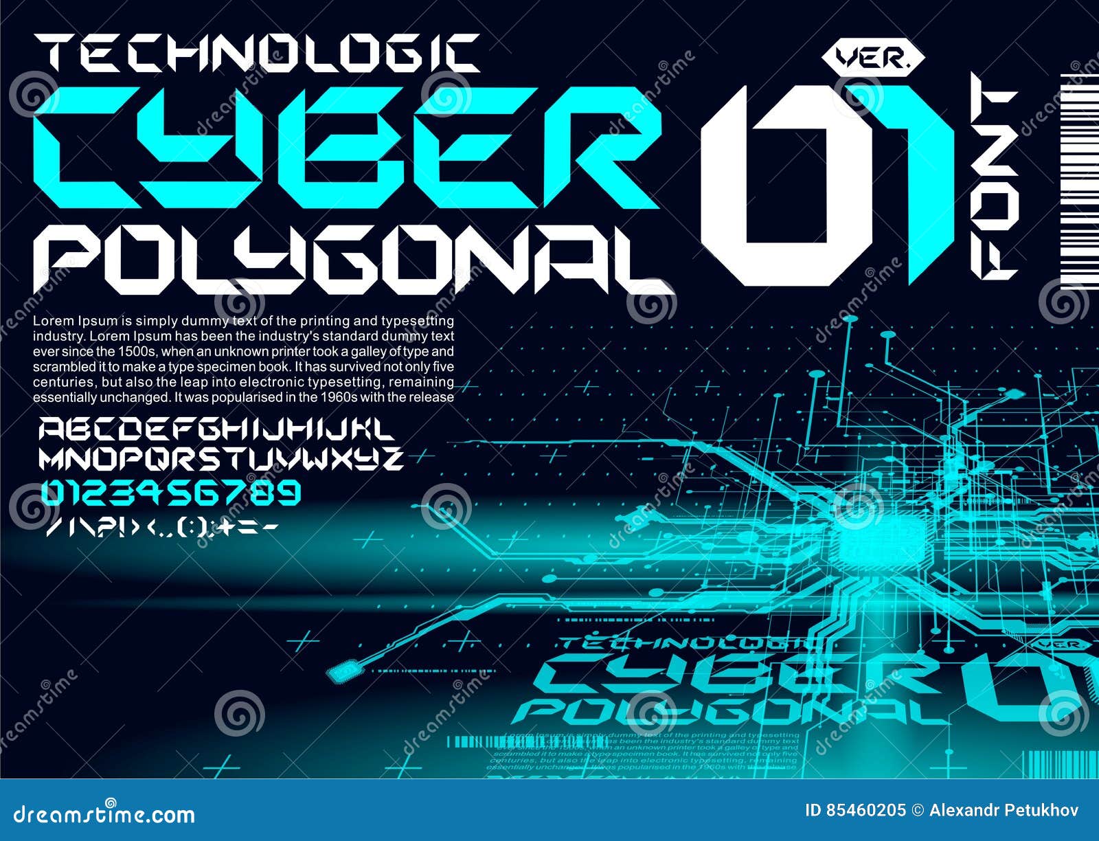 Hi-tech Techno Font Trance Style Lettering Circuits Stock Illustration ...