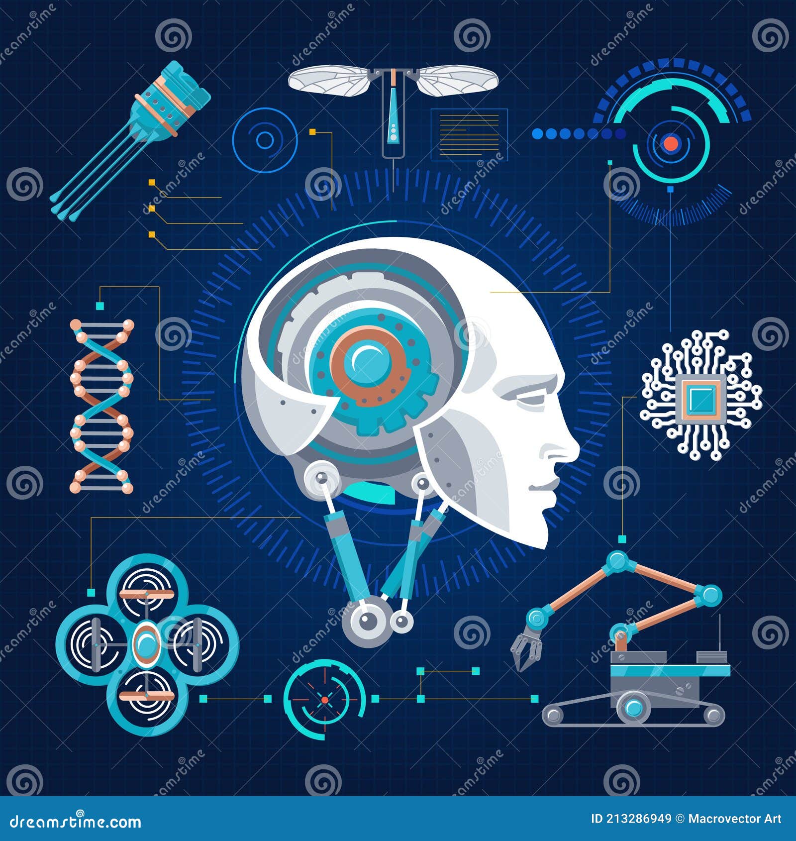 Hi-Tech Technology Concept stock vector. Illustration of digital ...