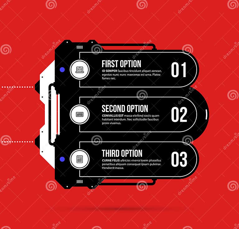 Hi-tech Template with Three Options in Black and Red Techno Style Stock ...