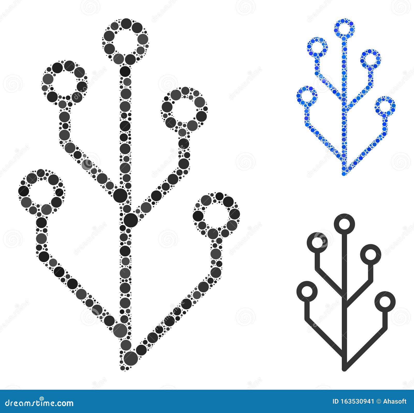 Hi-Tech Tree Mosaic Icon of Round Dots Stock Illustration ...