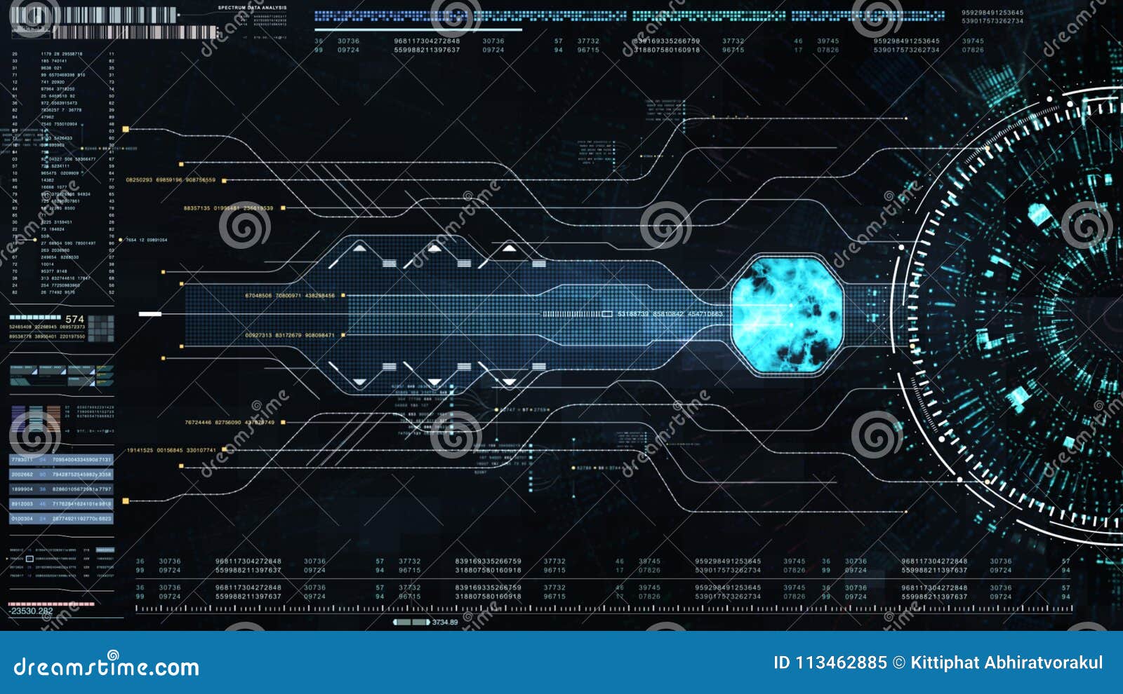 Hi-tech User Interface Head Up Display with Digital Data Information Stock Illustration ...