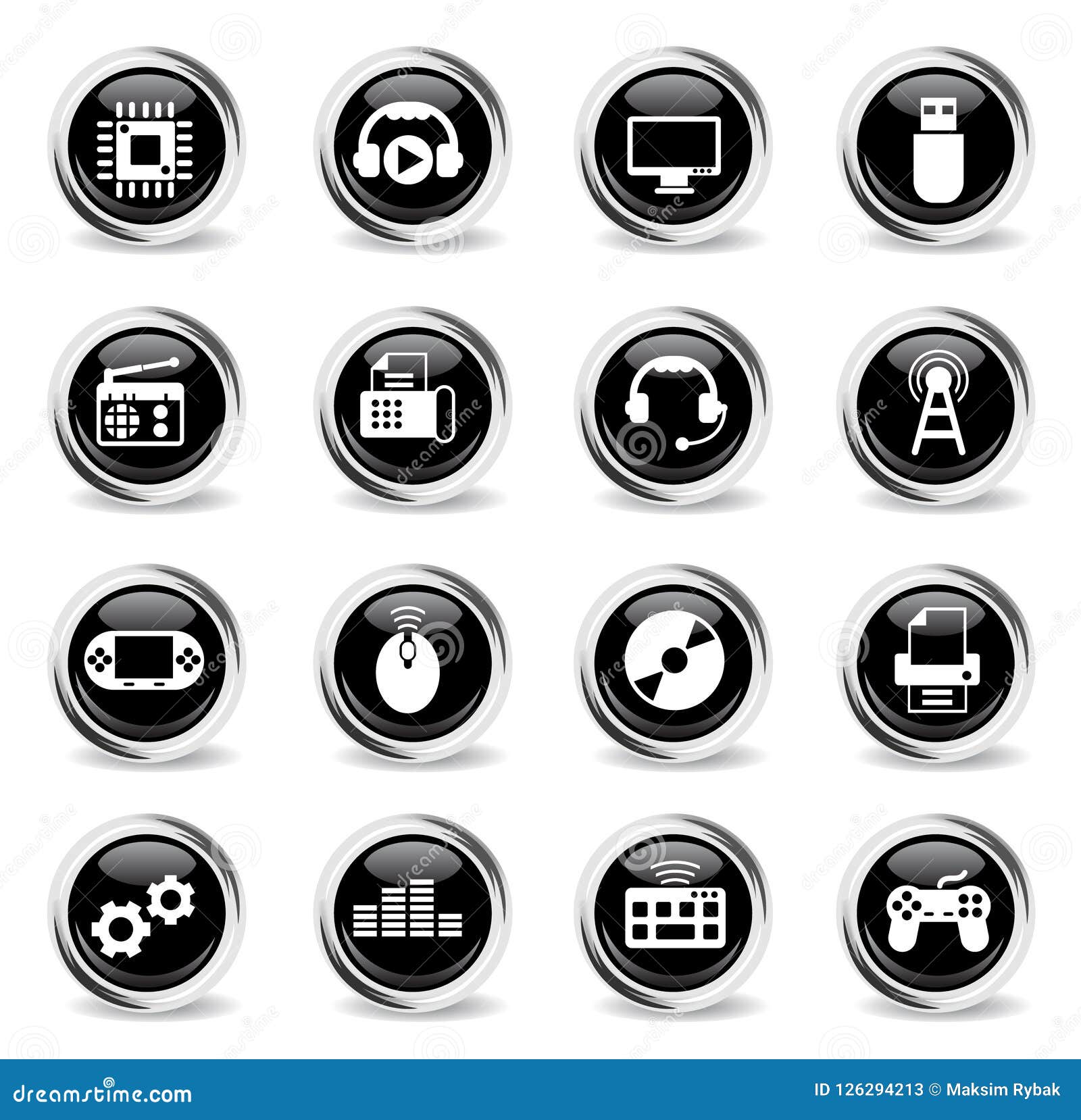 Hi tech icon set stock vector. Illustration of gear - 126294213