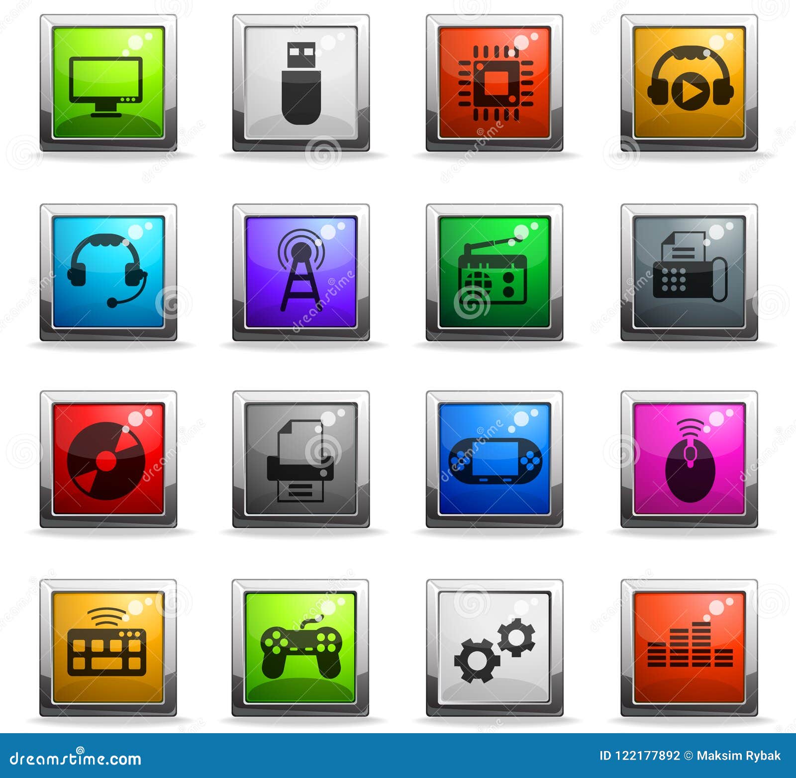 Hi tech icon set stock vector. Illustration of microphone - 122177892