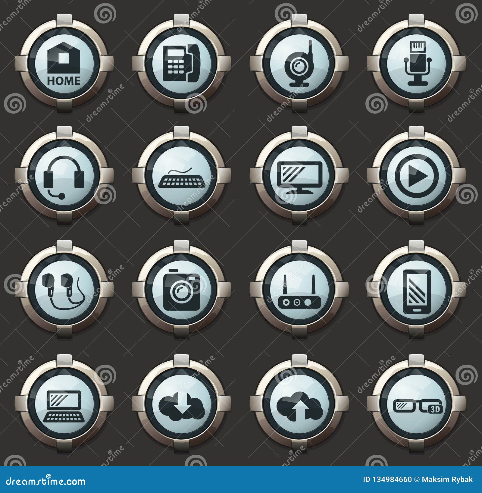 Hi tech icons set stock vector. Illustration of mail - 134984660