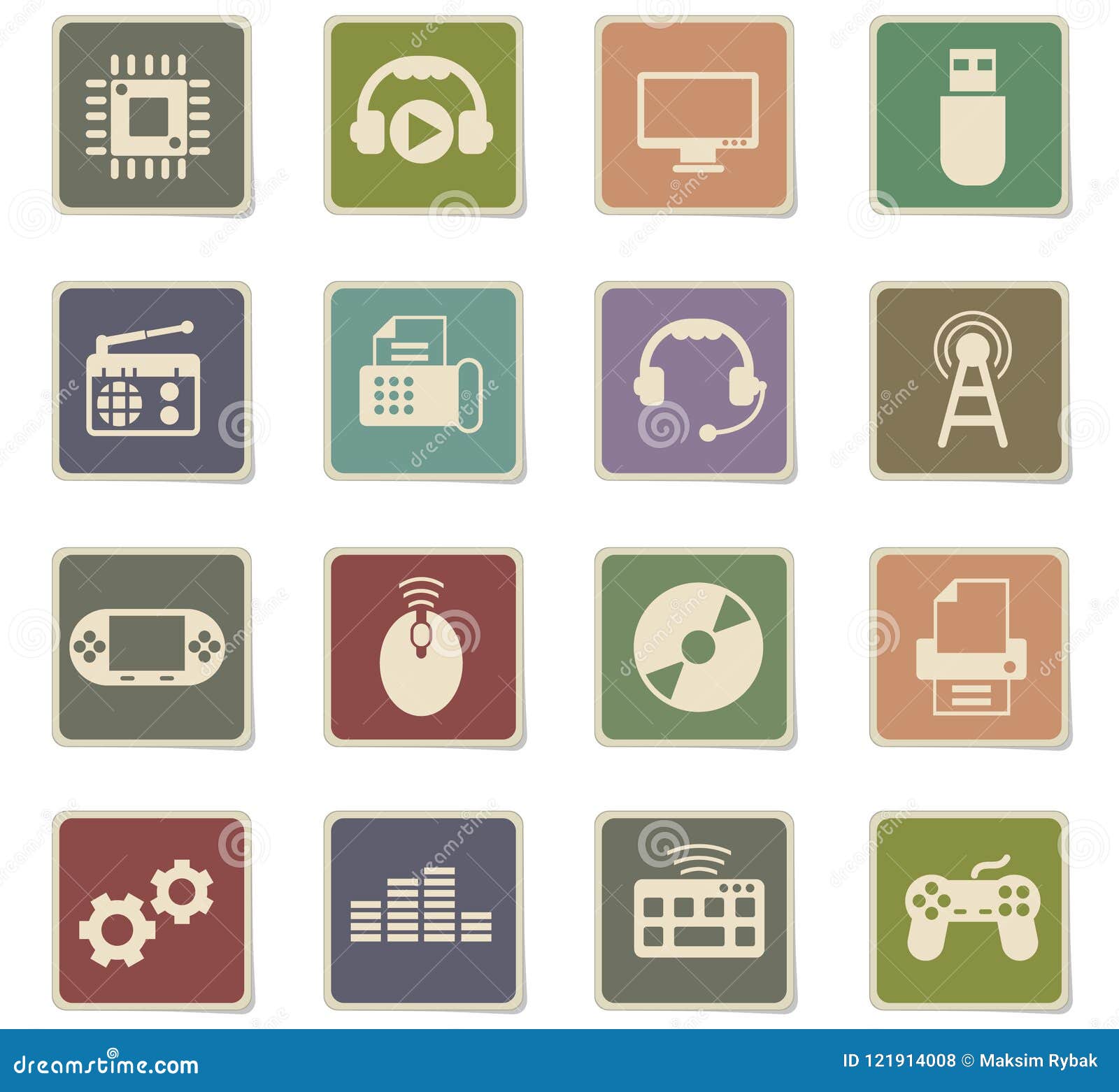 Hi tech icon set stock vector. Illustration of microphone - 121914008