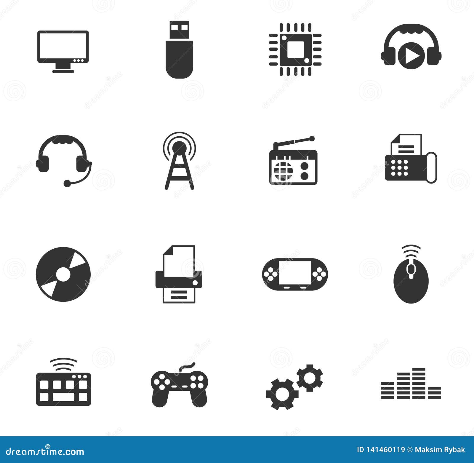 Hi tech icon set stock vector. Illustration of card - 141460119