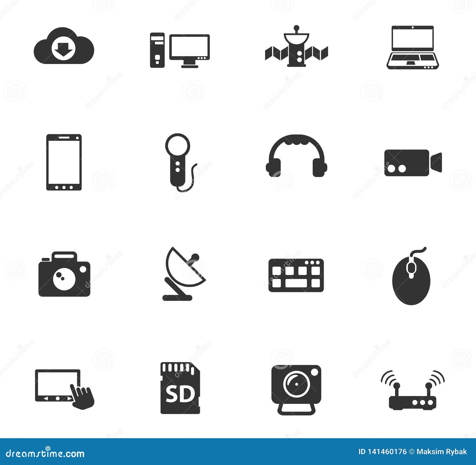 Hi tech icon set stock illustration. Illustration of mouse - 141460176