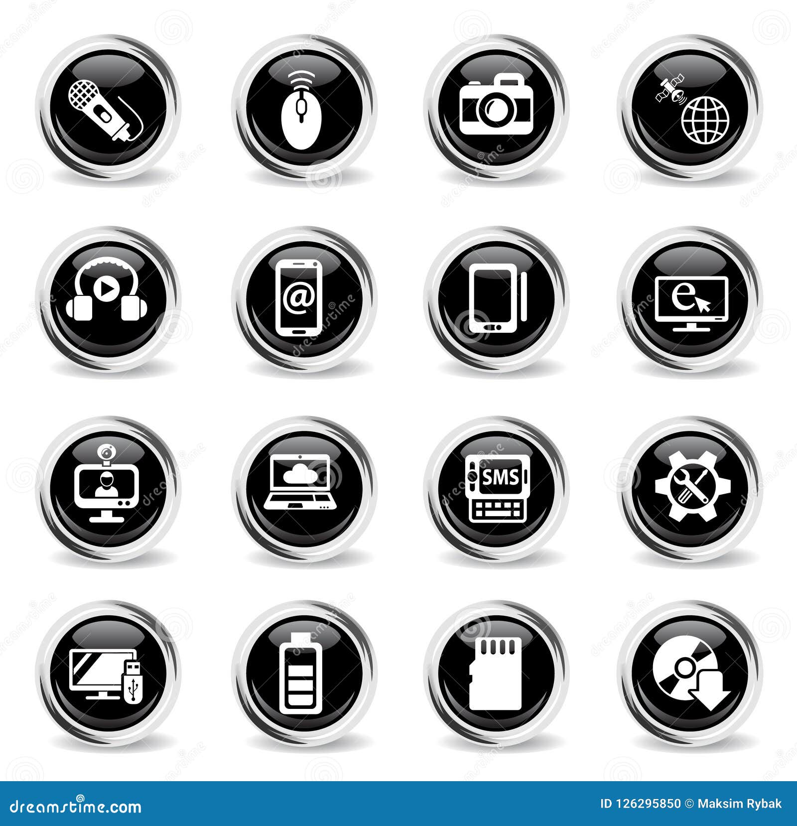 Hi tech icon set stock vector. Illustration of smartphone - 126295850